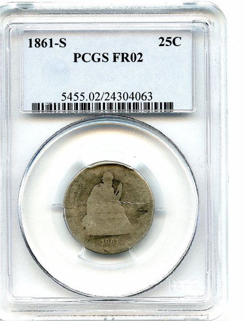 Collectors Corner - 1861-S 25C FR2 PCGS - #55500545